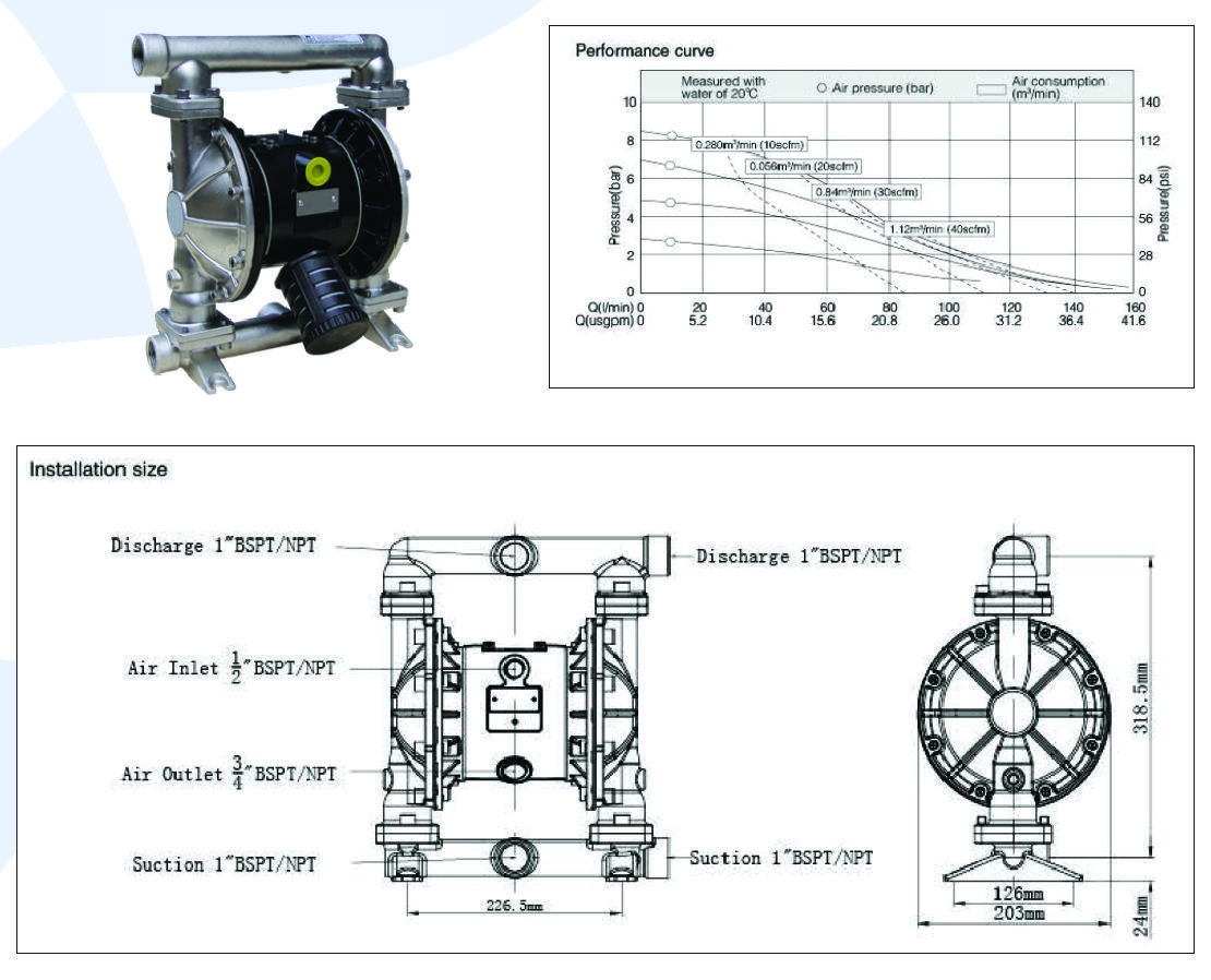 ปั๊มไดอะแฟรม (AODD Pump) CHEMPRO รุ่น DP25 - plastic pump - INDUSTRYPRO